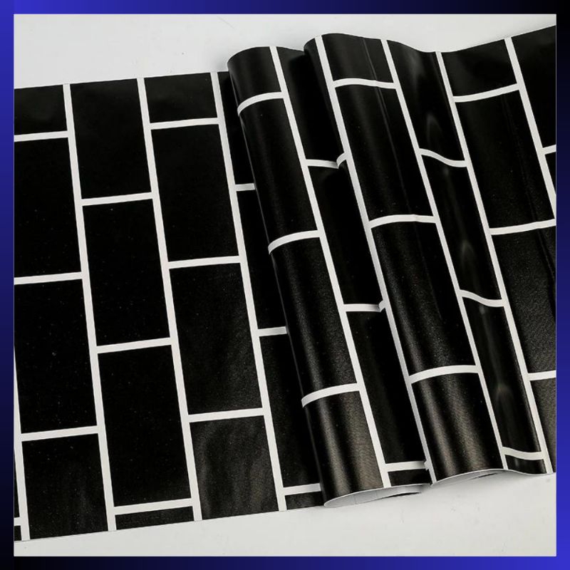 Jual Wallpaper stiker dinding wall stiker motif bata hitam putih biru ...