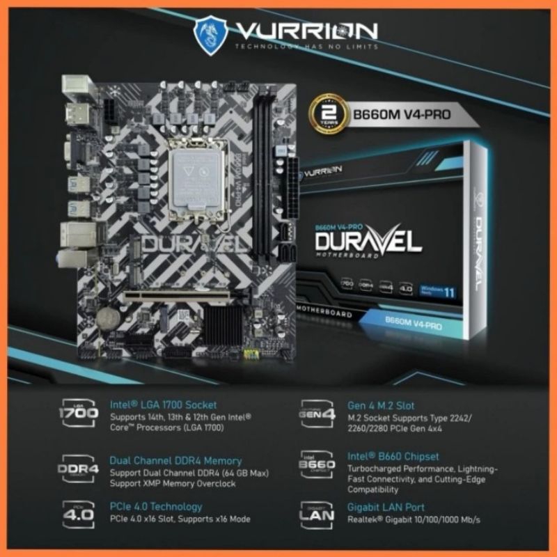 Jual MOTHERBOARD VURRION B660M V4-PRO DDR4 M. 2 NVME LGA 1700 | Shopee Indonesia