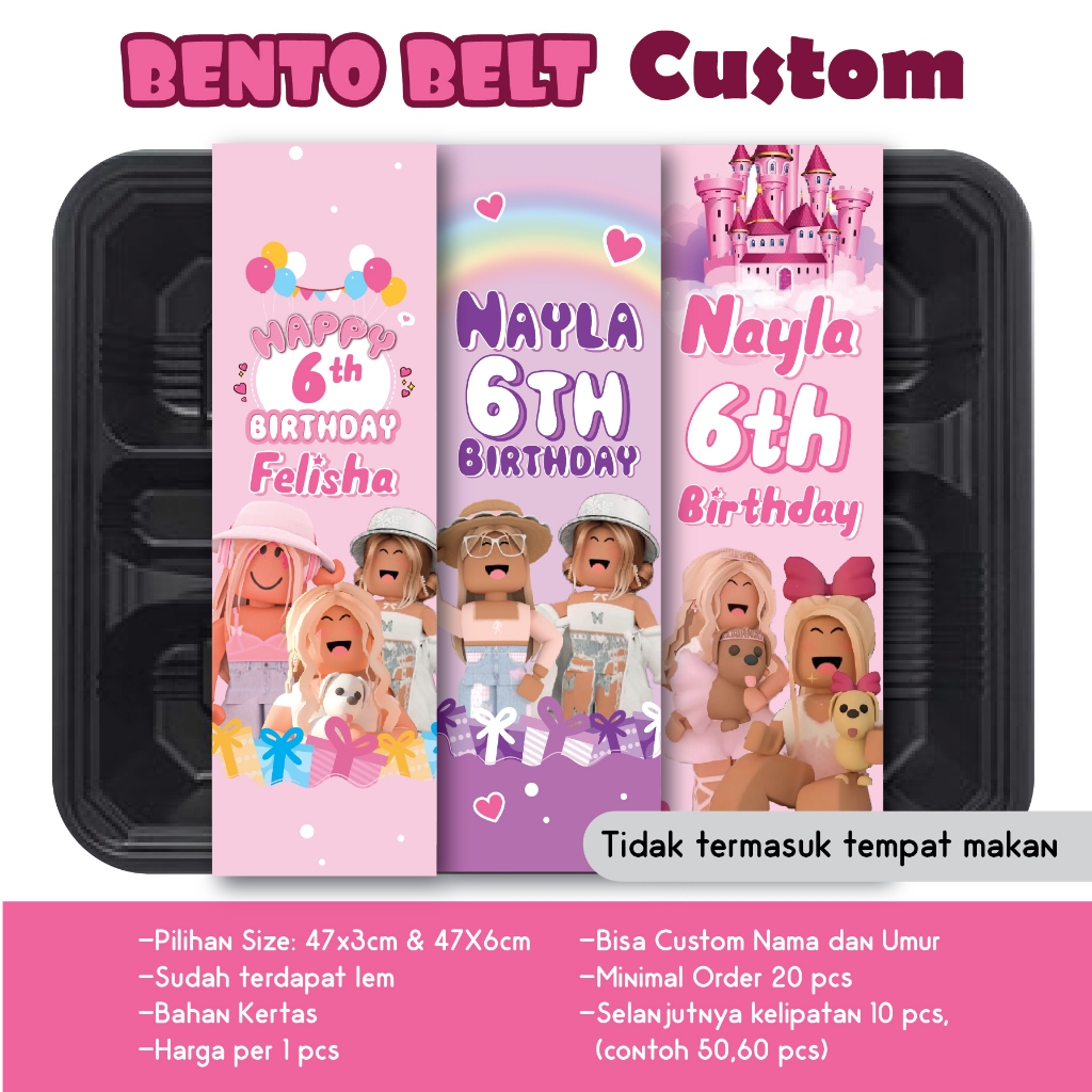 Jual PAPER BELT ROBLOX GIRL BENTO BELT CUSTOM NAMA ULANG TAHUN HAPPY ...
