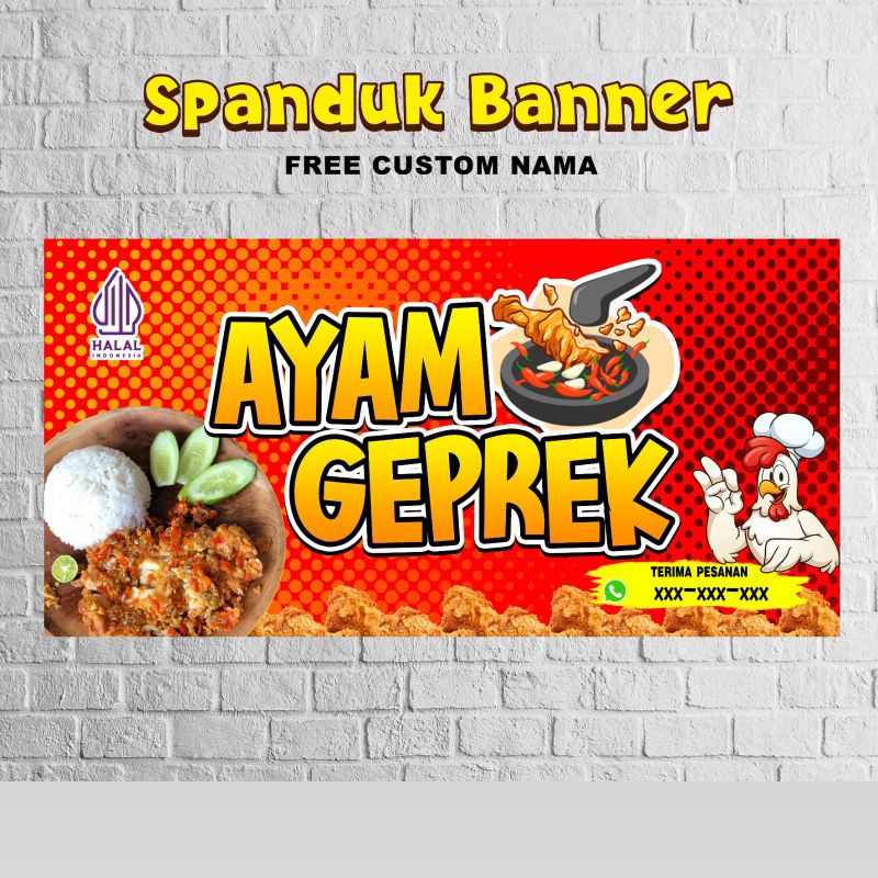 Jual Free Custom Desain Spanduk Banner Ayam Geprek Ayam Penyet | Shopee ...