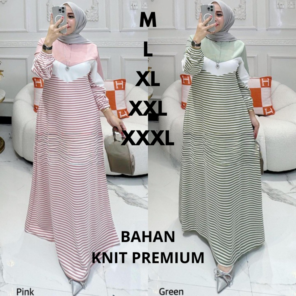 Jual Gamis Terbaru Tania Dress BO Bahan Knit Premium M L XL XXL XXXL Baju Gamis Wanita Jumbo ...
