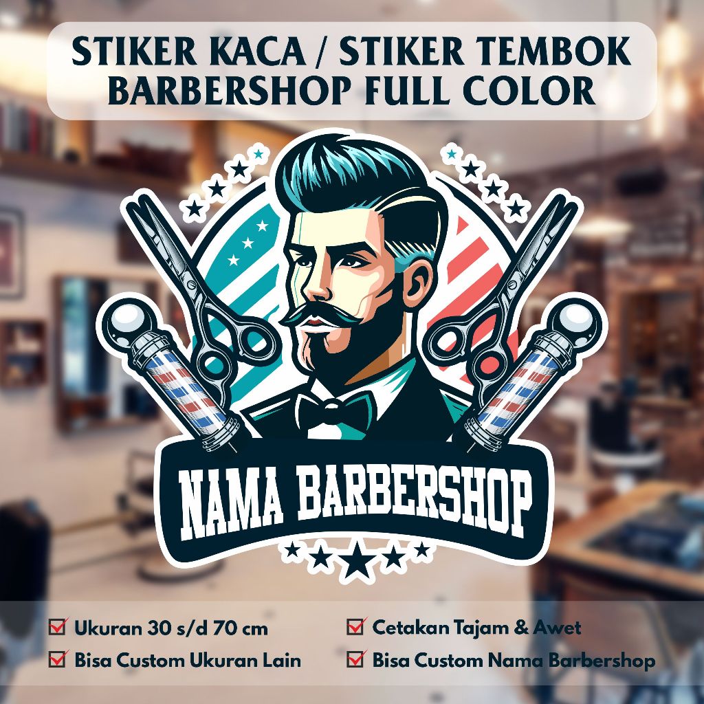 Jual Stiker Barbershop Stiker Potong Rambut Stiker Pangkas Rambut FULL ...