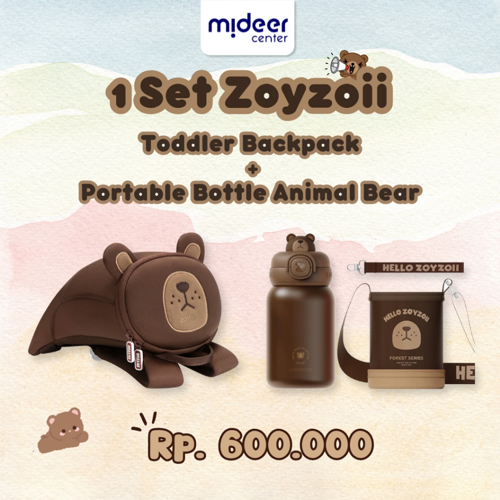 Jual One Set Zoyzoii Toddler Backpack Portable And Bottle Animal Bear ...