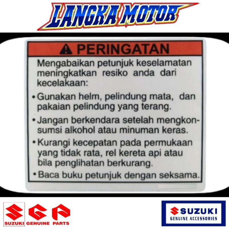 Jual Suzuki ORI SGP Stiker Label PERINGATAN UMUM Motor SUZUKI | Shopee ...