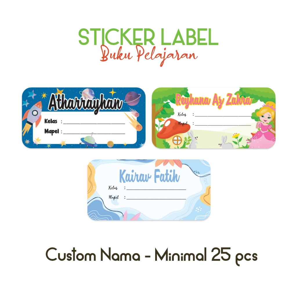 Jual Stiker custom nama buku sekolah anak sd smp tk label mata ...