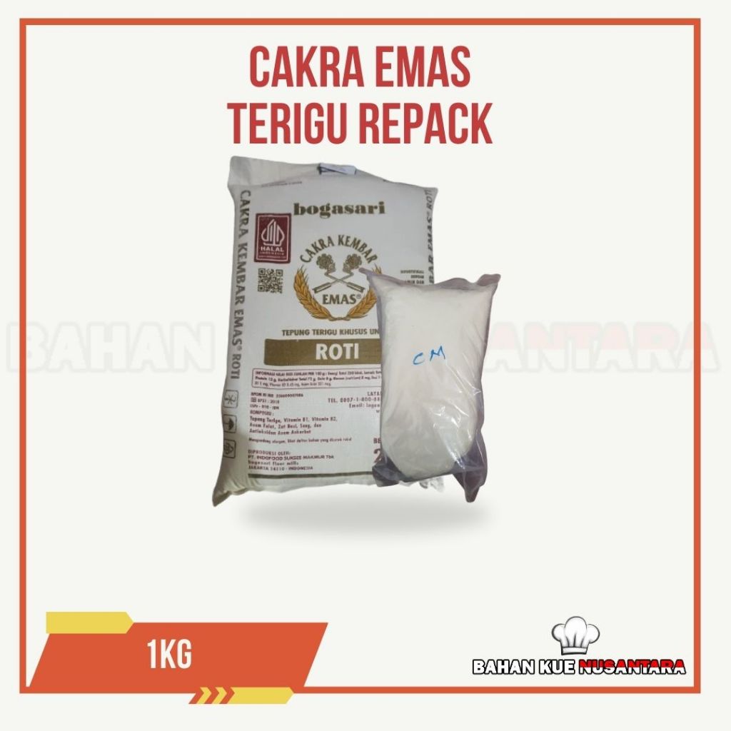 Jual TEPUNG TERIGU CAKRA EMAS KEMASAN REPACK 1KG | Shopee Indonesia