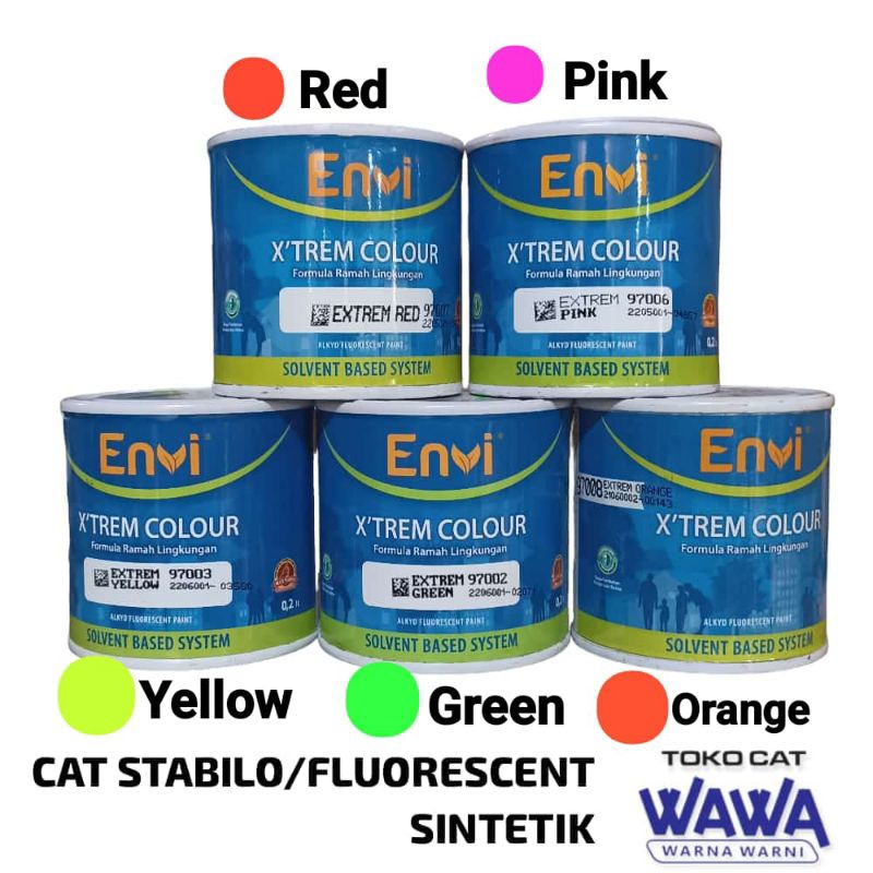 Jual cat stabilo/fluorescent Envi extreme color sintetik indaco 200gr ...