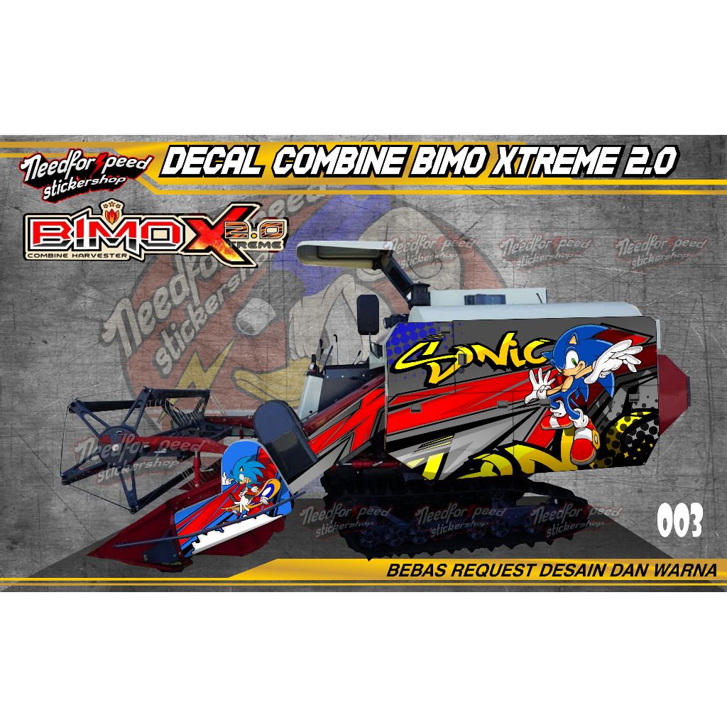 Jual STICKER DECAL BIMO XTREME 2.0 PEMANEN PADI COMBINE HARVESTER SONIC ...