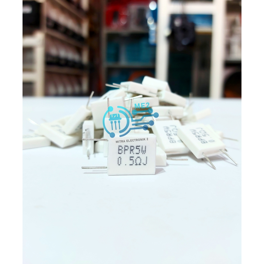 Jual Resistor Noble 5 watt Kapasitor Kapur Berdiri 0,5 Ohm | Shopee Indonesia