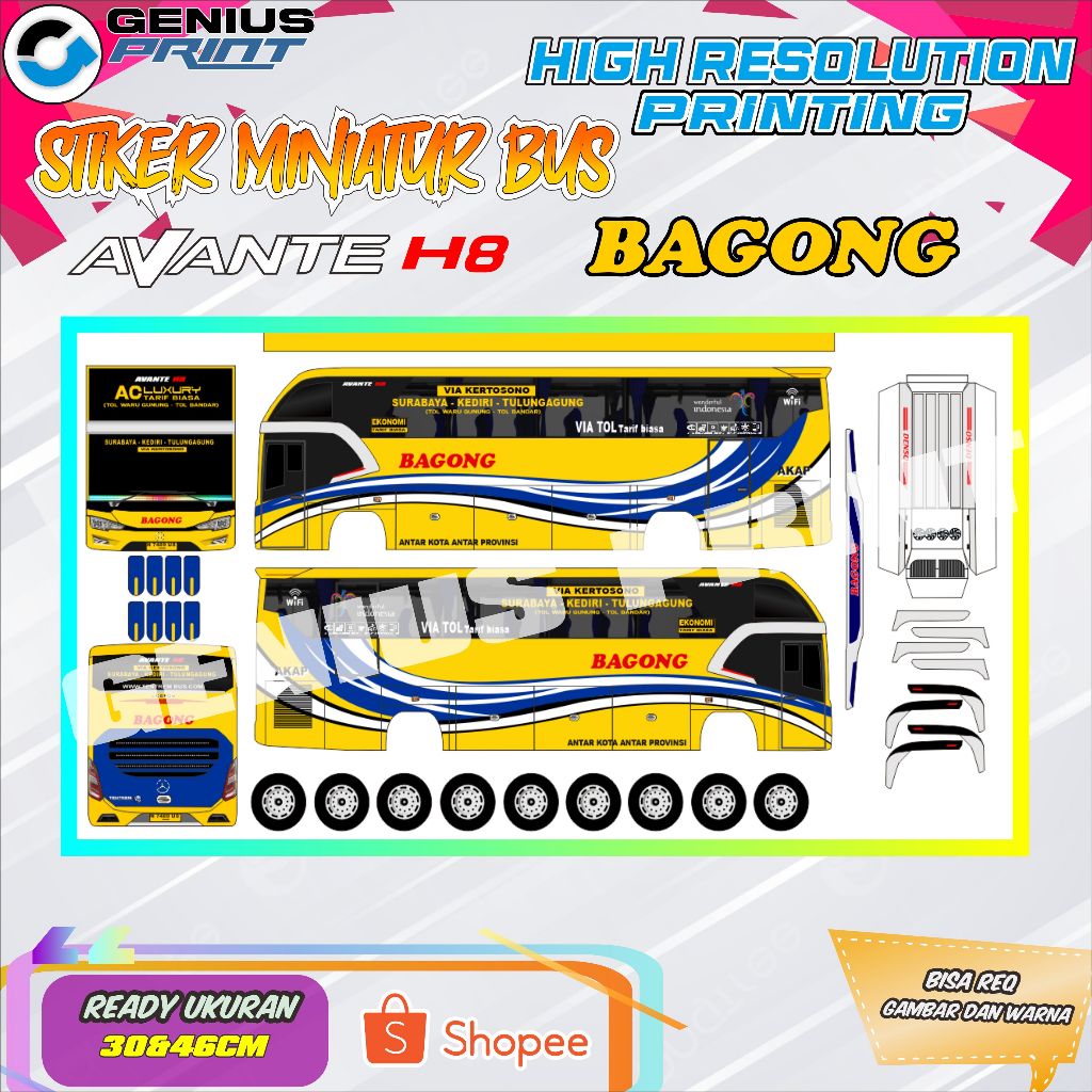 Jual Stiker Mainan Miniatur Bus Avante H8 Motif Bagong | Bhinneka ...