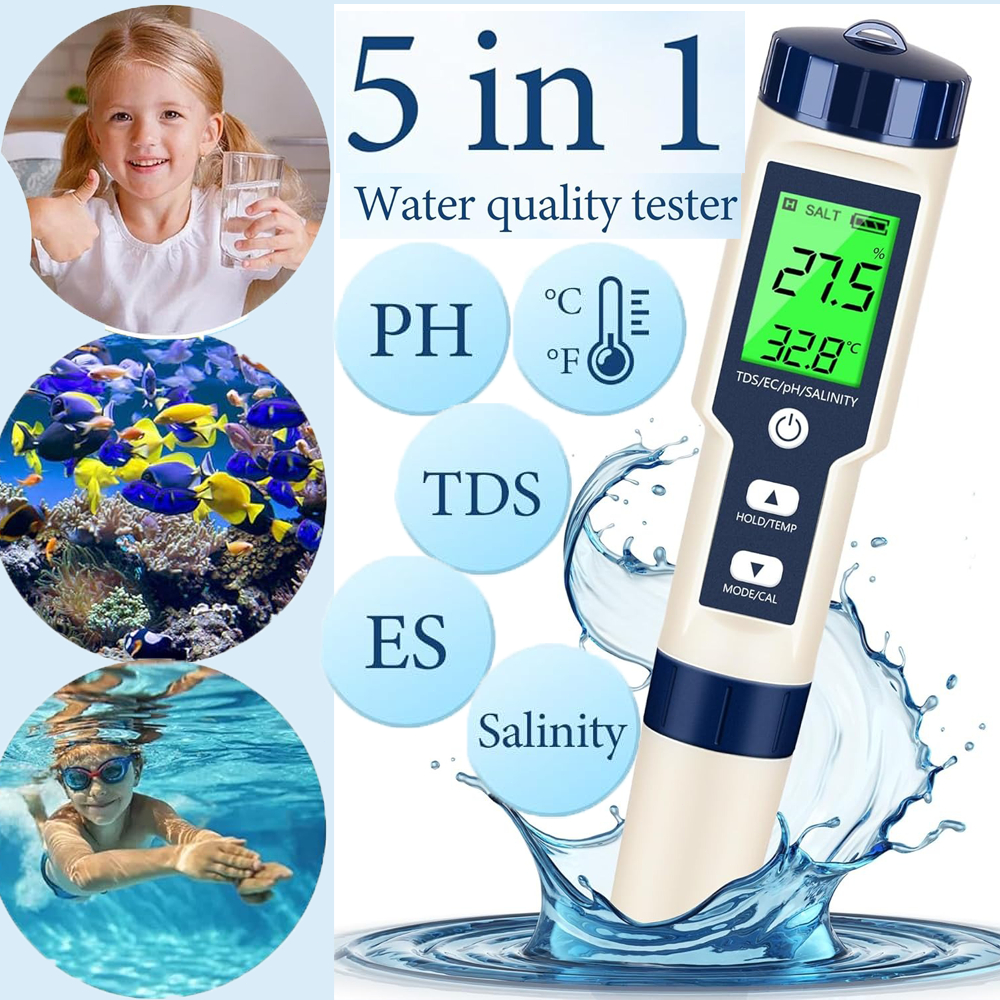 Jual 5 in 1 Alat Tes Ph Ec Tds Salinitas Termometer, Alat Uji Air ...