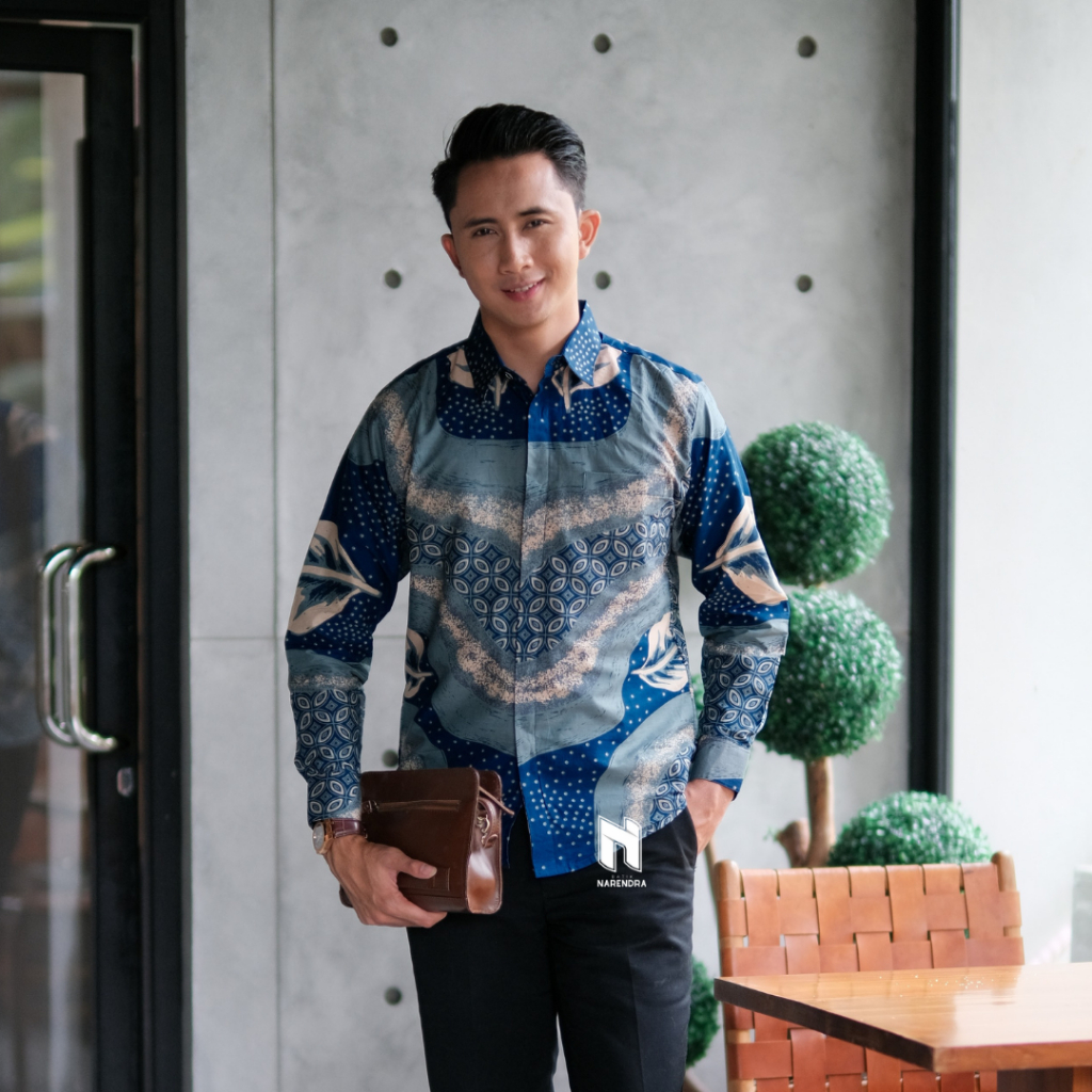 Jual Batik Narendra | Kemeja Batik Pria Alusan Modern Slimfit Lengan Panjang Katun Motif ...