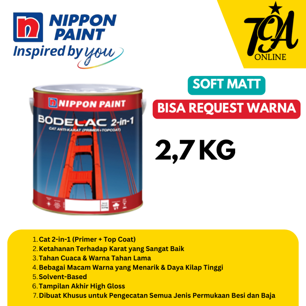 Jual NIPPON PAINT Bodelac 2 in 1 Cat Besi Anti Karat Soft Matt Tinting ...