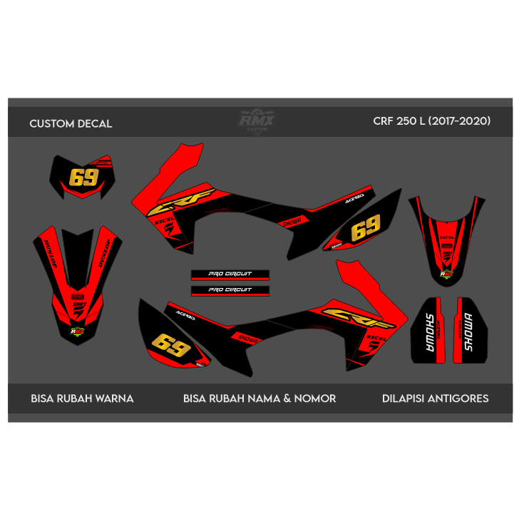 Jual DECAL STICKER CRF 250 L (001) DEKAL STIKER CRF FULLBODY 2017 2018 ...