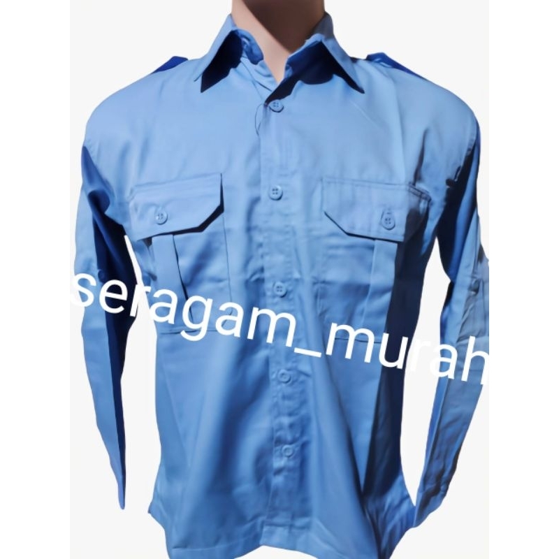 Jual (BISA COD) KEMEJA SERAGAM KANTOR KEMEJA KERJA BIRU MUDA BAJU ...