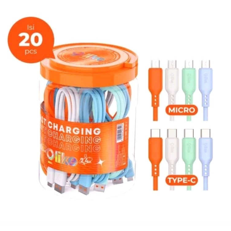 Jual Olike D306 Kabel Micro USB , Type-C 20 Pcs Data Cable Original ...