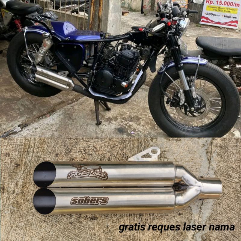 Jual silincer knalpot custom double muffler original srv tiger cb gl mp ...