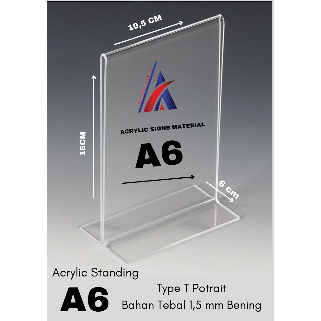 Jual AKRILIK DISPLAY A6 T PORTRAIT / TEMPAT BROSUR / TENT CARD ACRYLIC ...