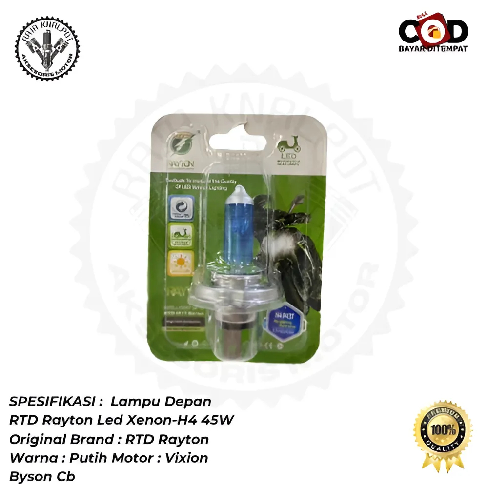 Jual Lampu Depan RTD Rayton Led Xenon-H4 45W UNIVERSAL CAHAYA PUTIH ...
