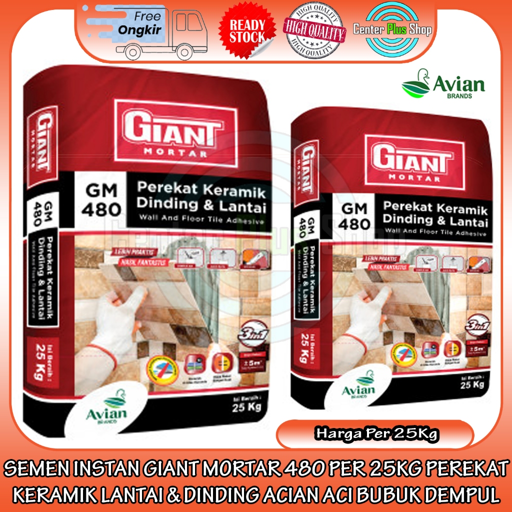 Jual SEMEN INSTAN GIANT MORTAR 480 PER 25KG PEREKAT KERAMIK LANTAI ...