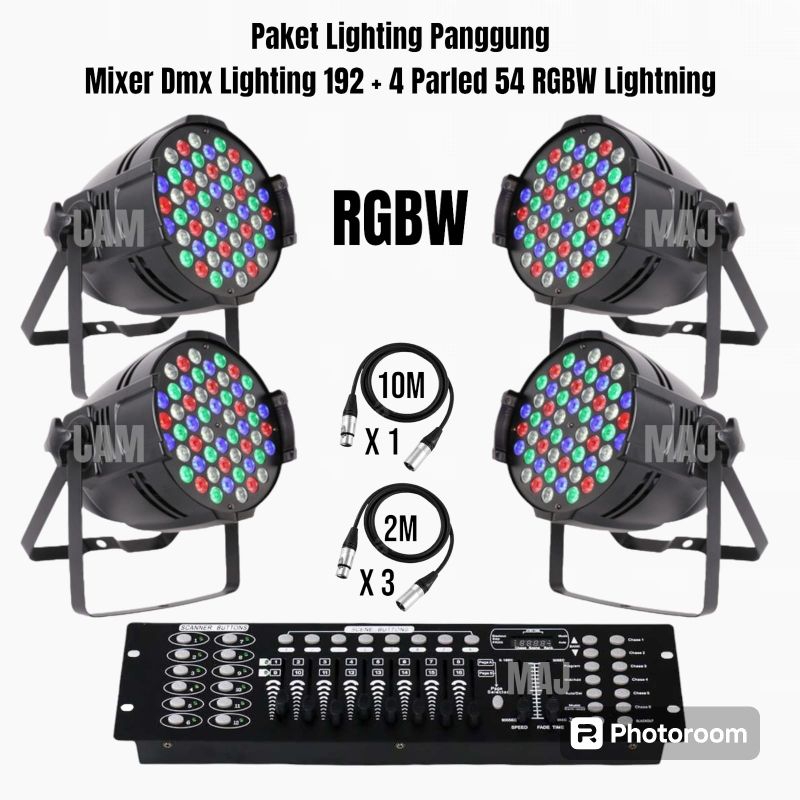 Jual Paket Lampu Lighting Panggung Mixer Dmx 512/192 + 4 Parled 54 RGBW ...