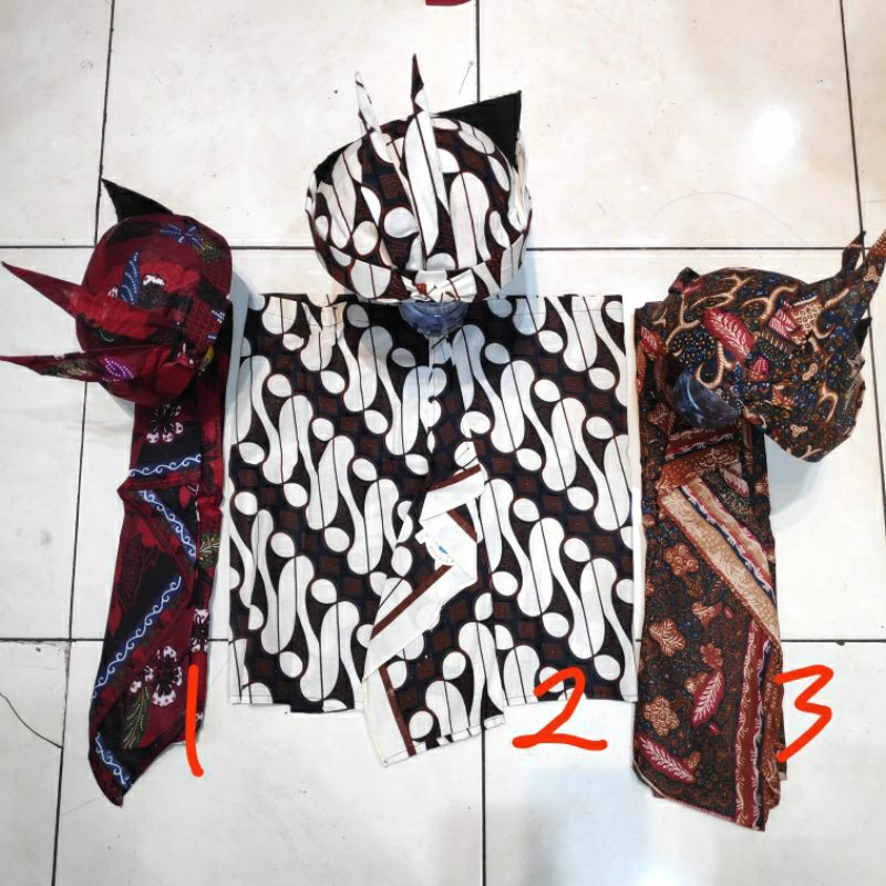 Jual blangkon udeng sembong cak jawa timur surabaya batik motif merah ...
