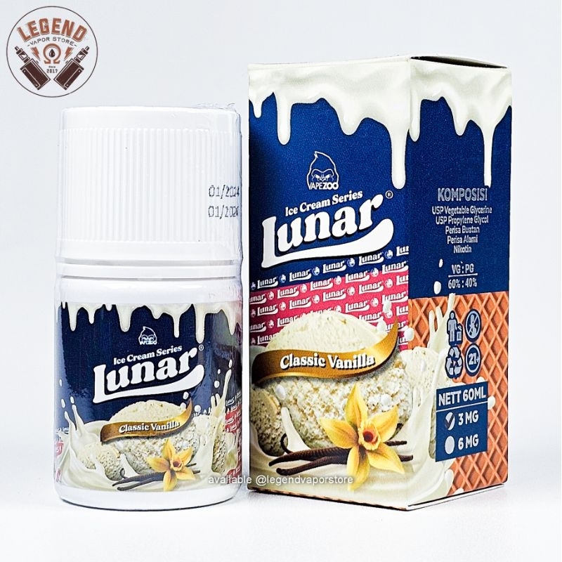 Jual FREEBASE - LIQUID LUNAR Classic Vanilla Ice Cream 60ML 3MG 6MG ...