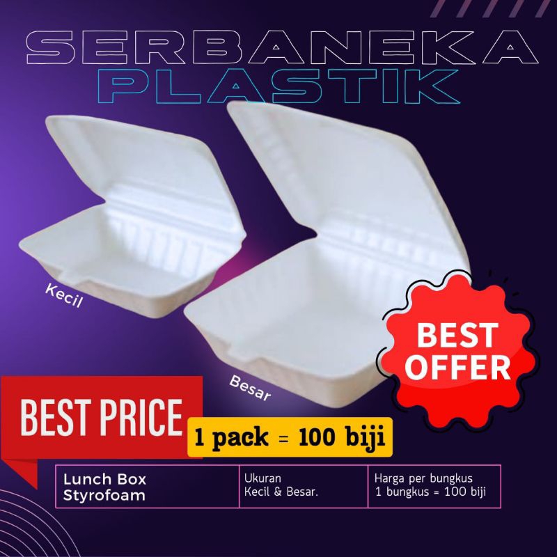Jual Lunch Box Styrofoam Ukuran Kecil & Besar Per 100 pcs | Shopee ...