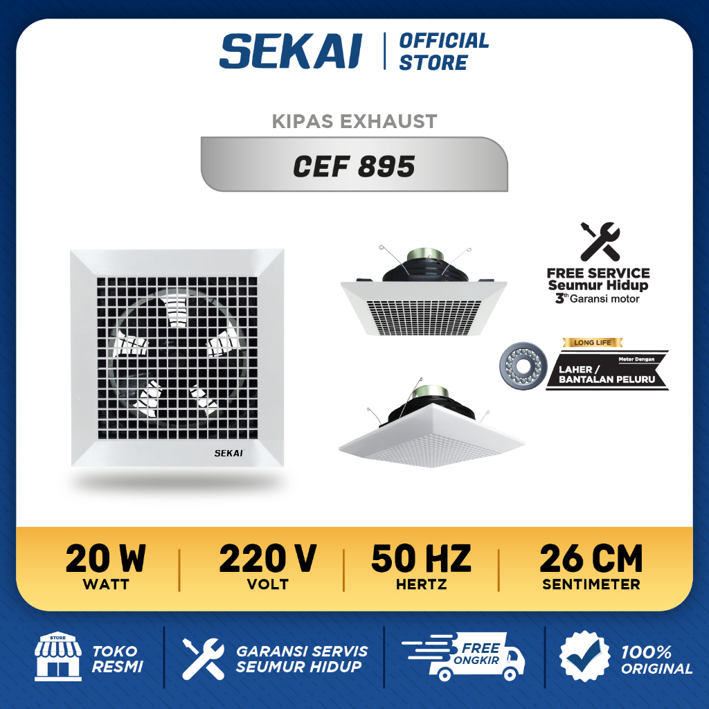 Jual SekaI Exhaust Fan 8 Inch Ceiling Plafond CEF 895 | Shopee Indonesia