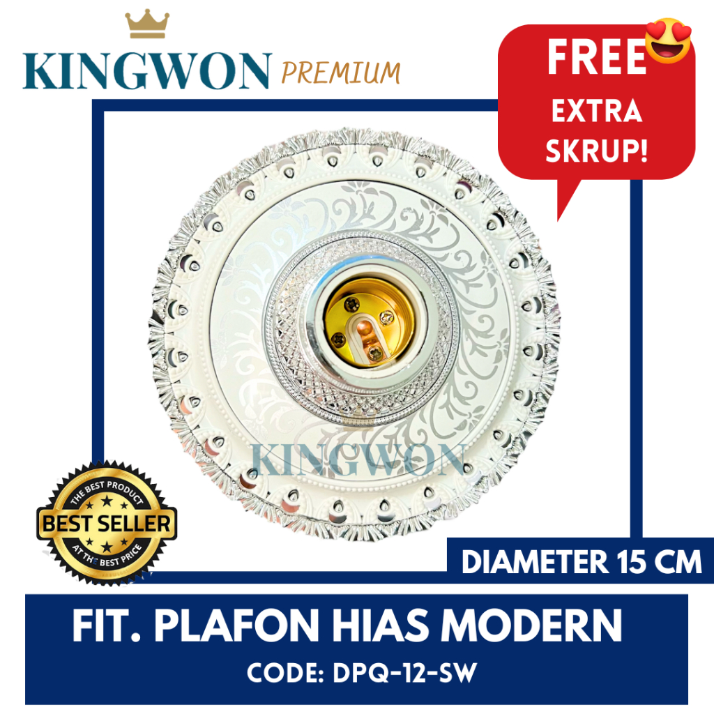 Jual FITTING LAMPU PLAFON HIAS MODERN DPQ-12-SW KINGWON FITTING LAMPU ...