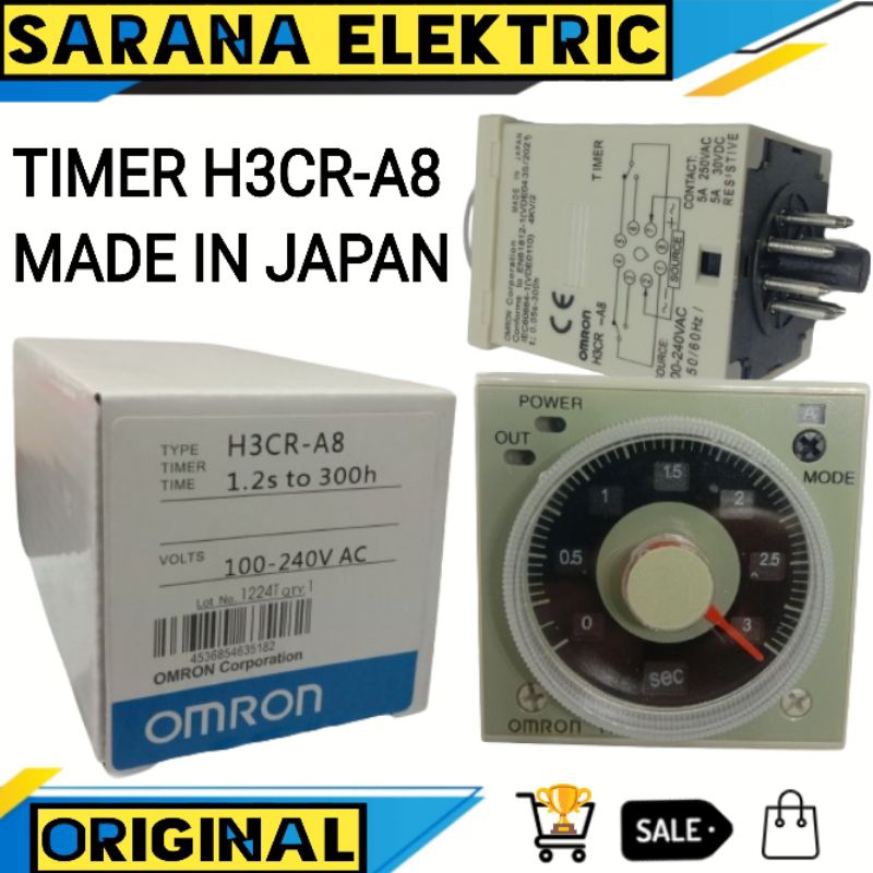 Jual TIMER OMRON H3CR A8 100 - 240 VAC 220V NON SOCKET MADE IN JAPAN ...