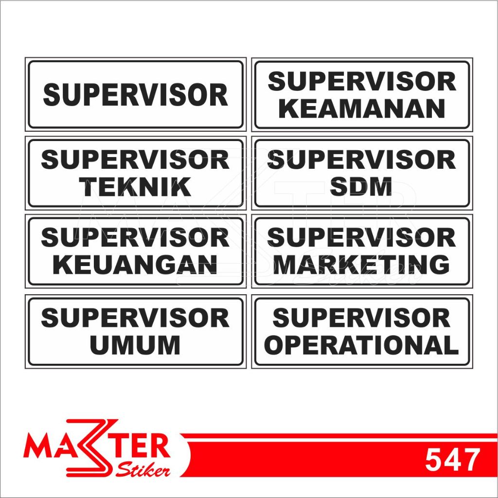 Jual 547 - Stiker Nama Ruangan Supervisor di Kantor/Perusahaan, Sticker ...