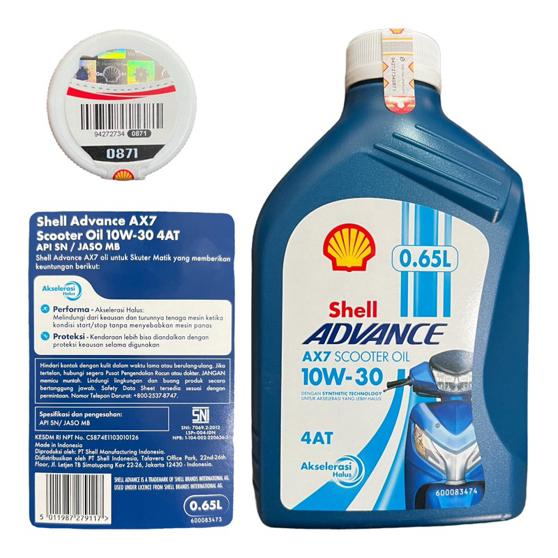 Jual OLI SHELL ADVANCE AX7 0.65L 10W-30 MATIC untuk motor Beat Deluxe ...