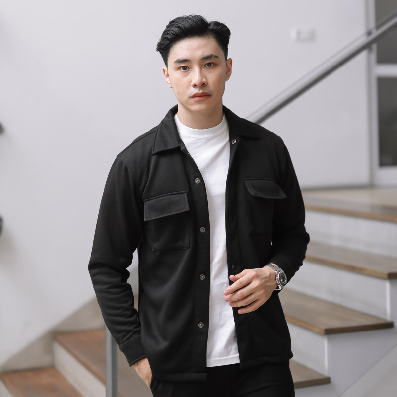 Jual Civity Shacket Jacket - Jacket Pria Bahan Fleece Hitam | Shopee ...