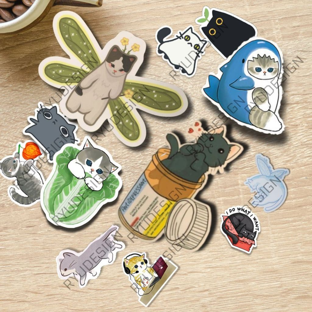 Jual Stiker Cat Kucing Meme Aesthetic Lucu Besar Anti Air Berkualitas ...