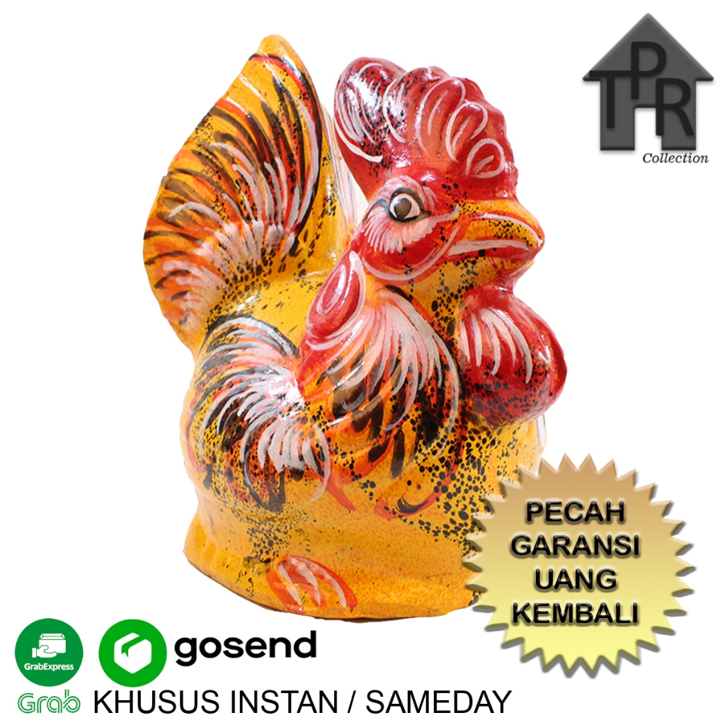 Jual Gerabah - celengan ayam tanah liat tradisional motif burik size L ...