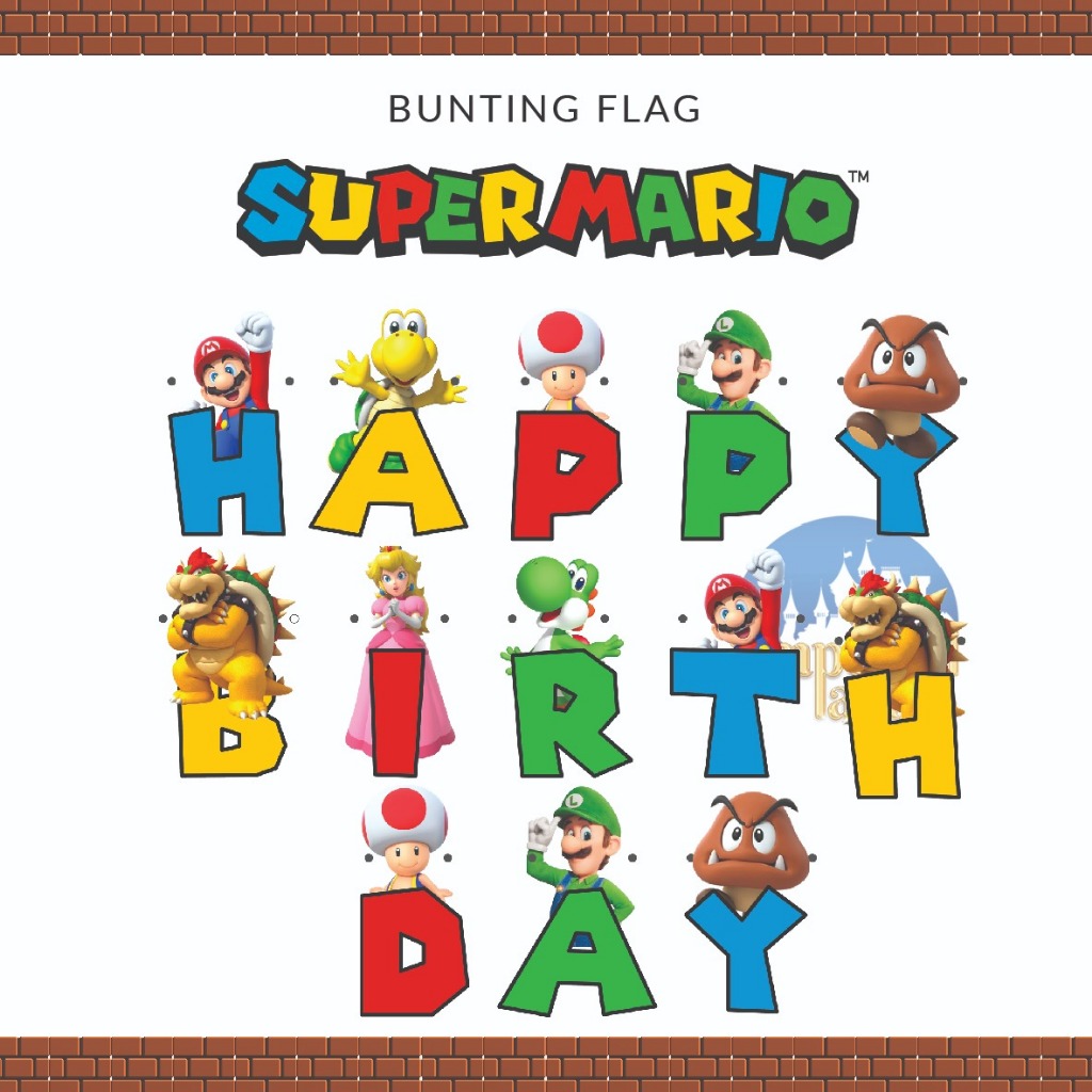Jual Banner Bunting Flag Happy Birthday HBD Mario Bros | Shopee Indonesia