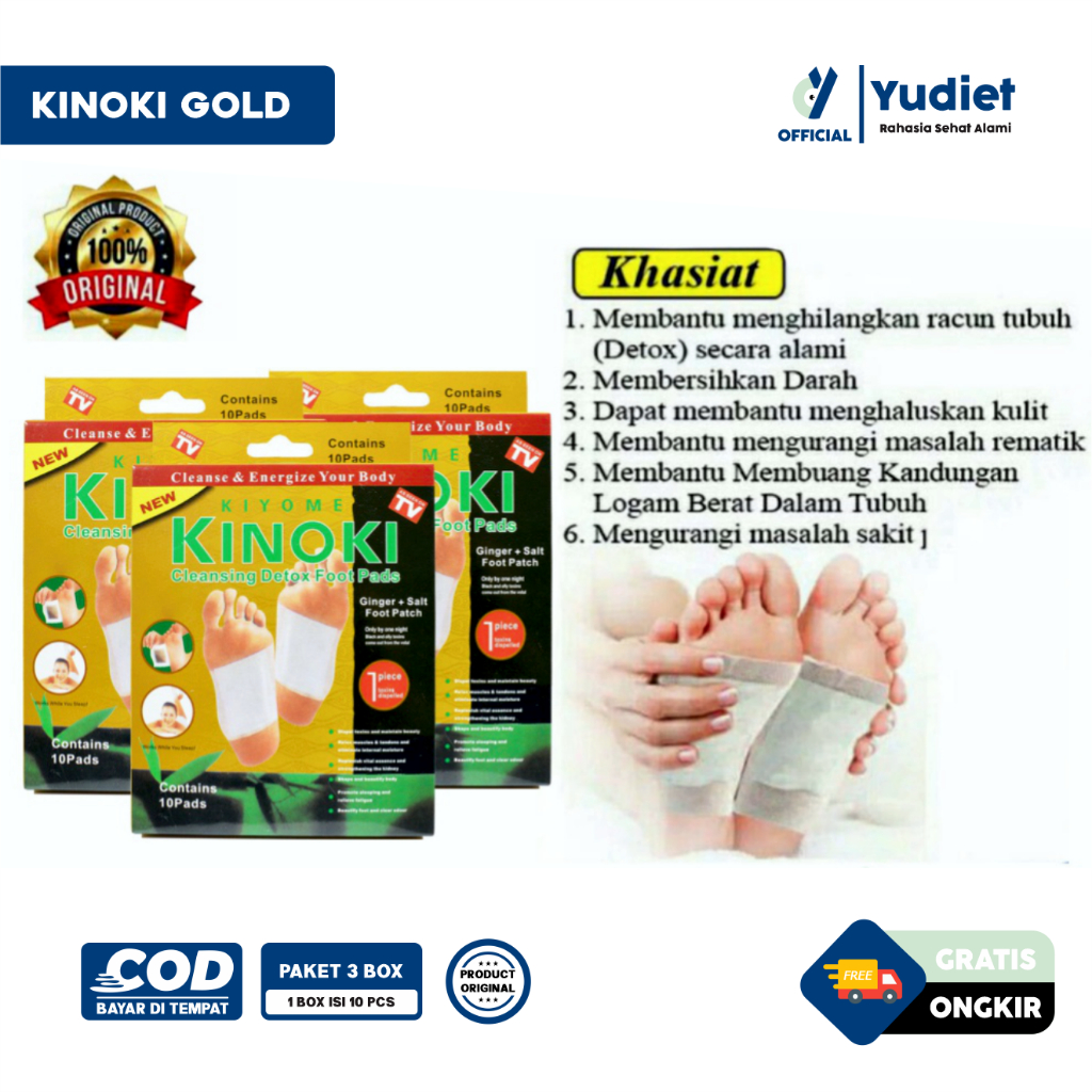 Jual PROMO 3 Box isi 30 Pcs Kinoki Gold Foot Patch Koyo Detox Masker ...