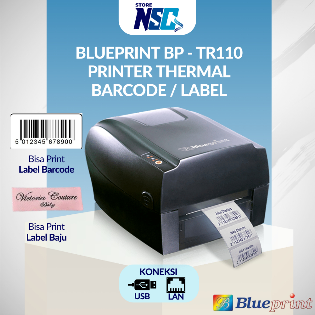 Jual Printer Barcode Thermal Label BLUEPRINT BP-TR110 (USB+Serial+LAN ...