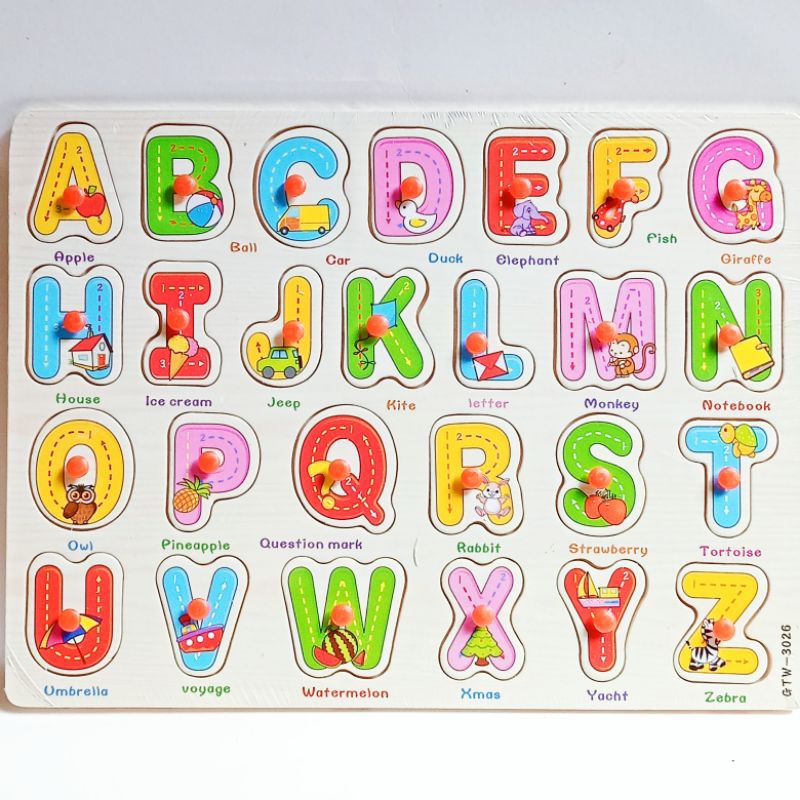 Jual (Besar 30 cm x 22.5 cm) Knob Puzzle Knob Puzzle Kayu Huruf Angka ...