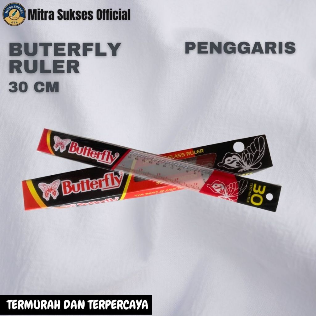 Jual Penggaris Plastik Bening Butterfly 30 cm 1 PACK (12 Pcs) | Shopee ...