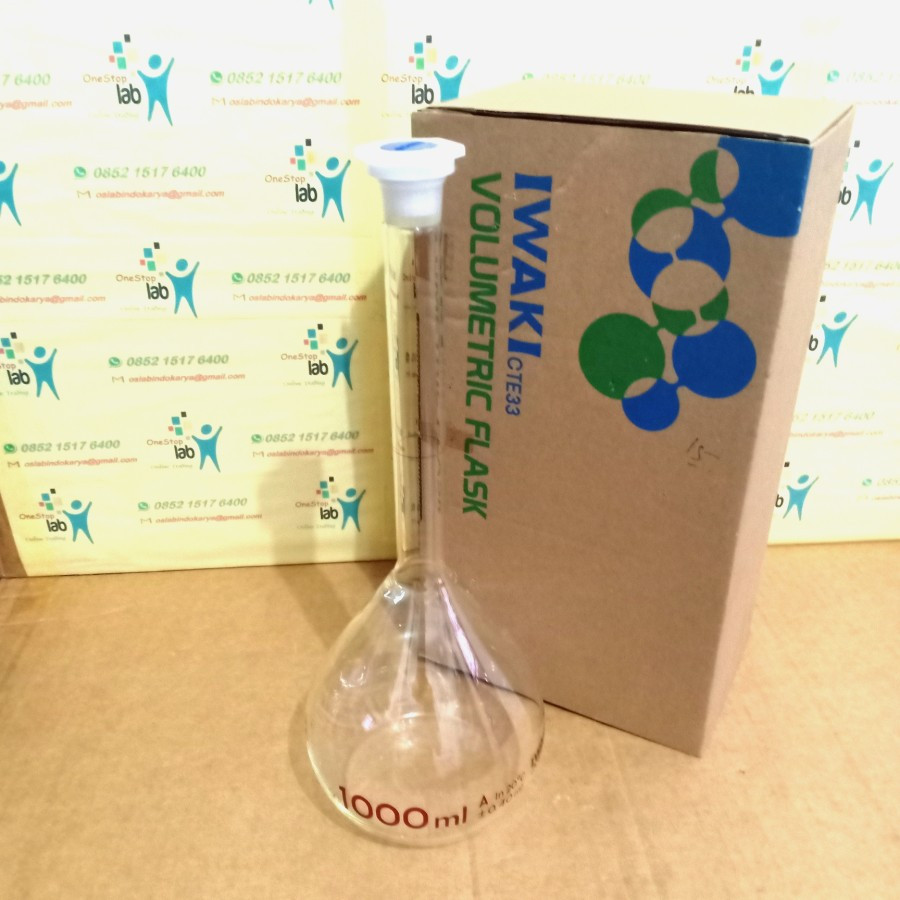 Jual IWAKI Labu Ukur Clear 1000 ml PP Stopper Volumetric Flask class A IWAKI ASLI 1000ML ...