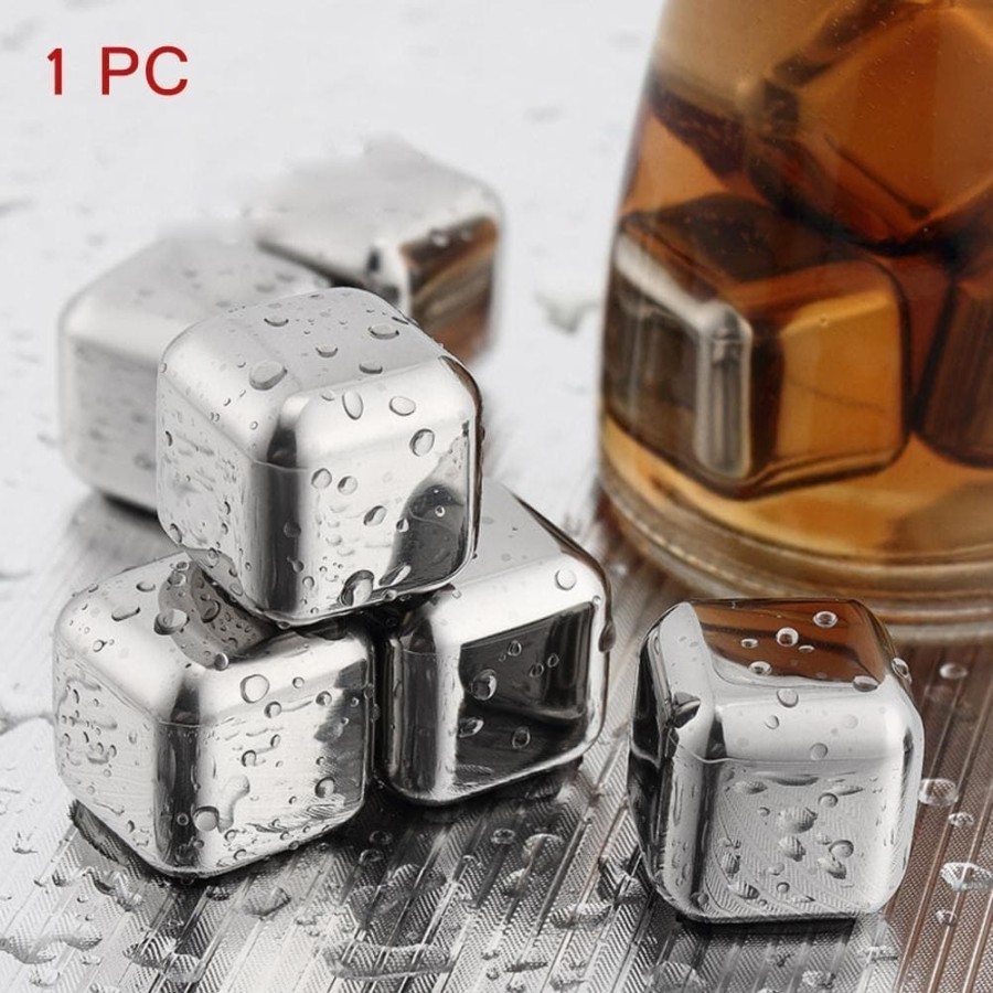 Jual Es Batu Stainless Steel Reusable Ice Cube Pendingin Whisky Wine ...