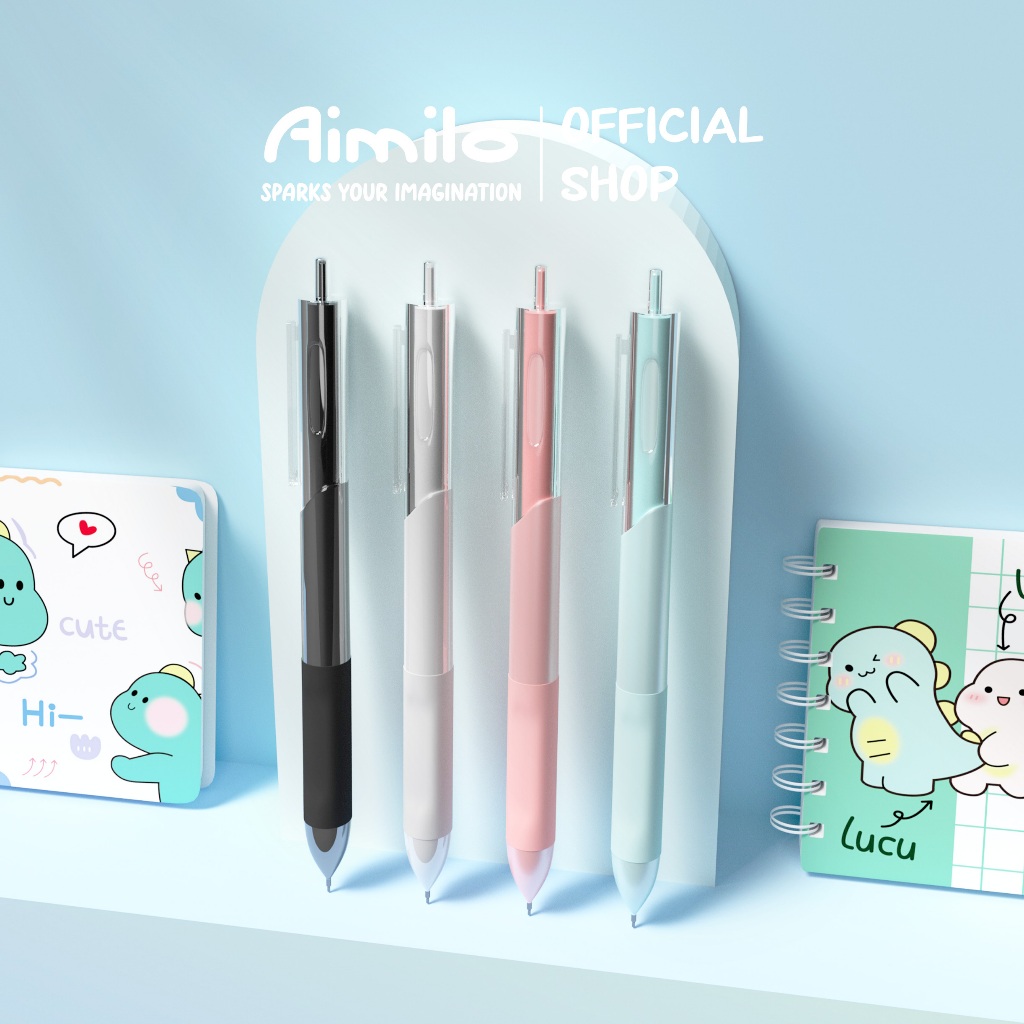 Jual [READY] Aimilo Gel Pen Pulpen Gel Retractable 4 Warna 0.5mm 1 PCS ...