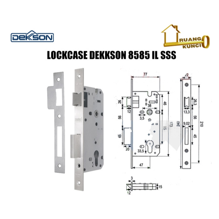 Jual Lockcase Dekkson Mortise MTS IL DL 8585 SSS Kunci Pintu Kayu Swing ...