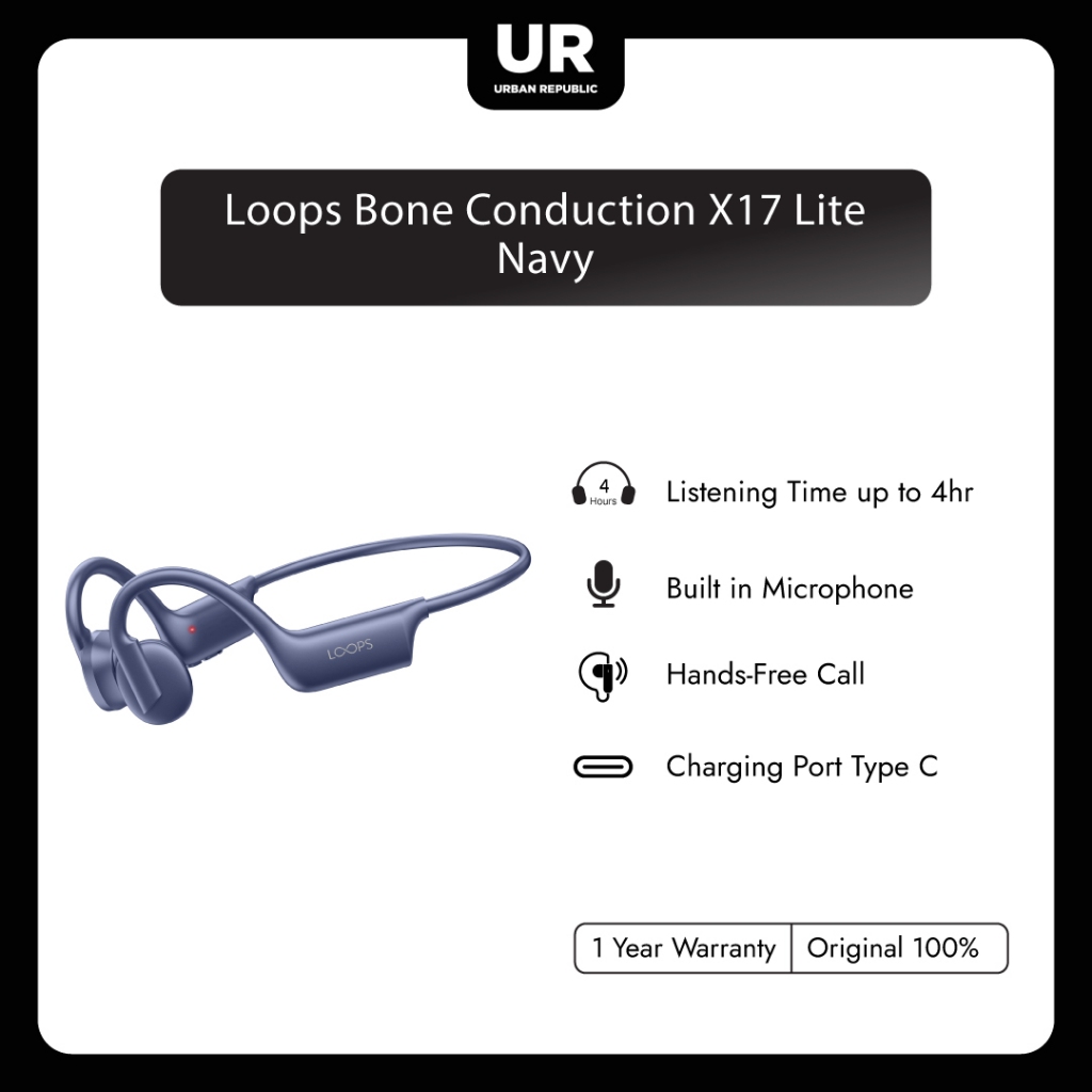 Jual LOOPS Bone Conduction X17 Lite Bluetooth Earphone - Navy | Shopee ...
