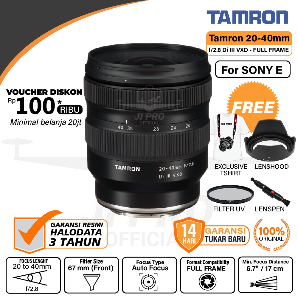 Jual Tamron 20-40mm f2.8 Di III VXD Lens Sony E Fullframe 20-40 mm f/2. ...