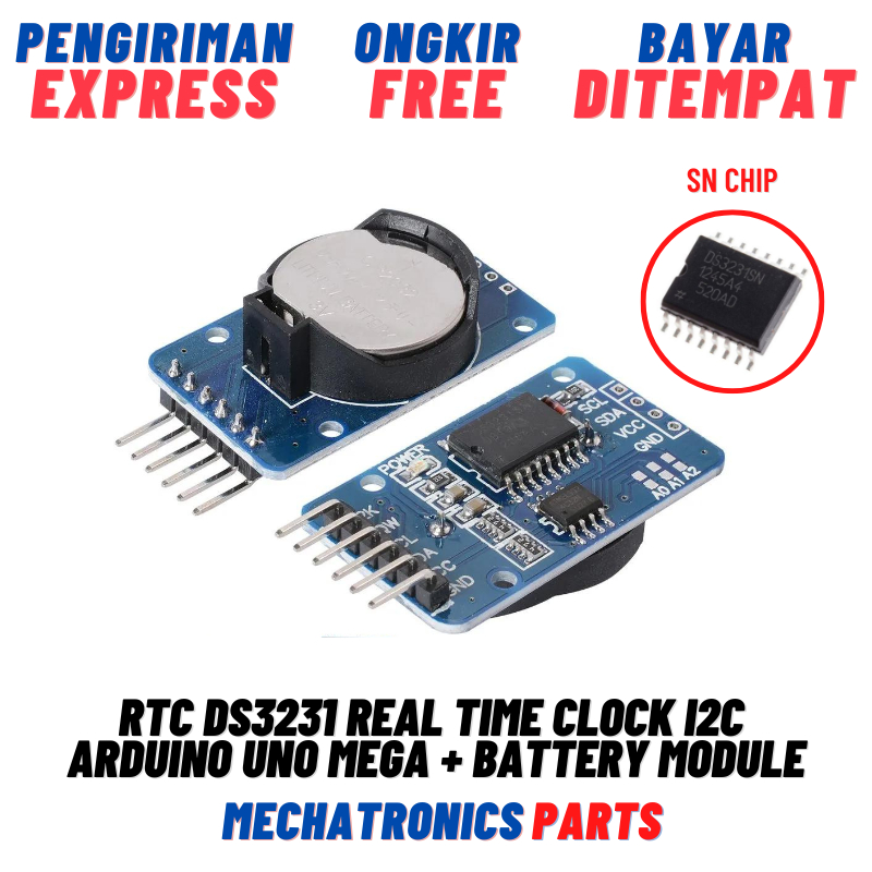 Jual RTC DS3231SN DS3231M REAL TIME CLOCK I2C ARDUINO UNO MEGA + BATTERY MODULE | Shopee Indonesia