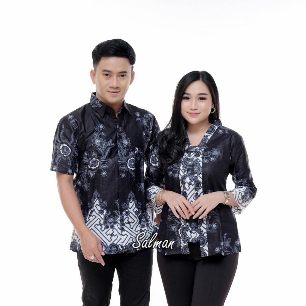 Jual Seragam Batik Kantor - Set Couple Baju Batik hitam - maura Sania ...