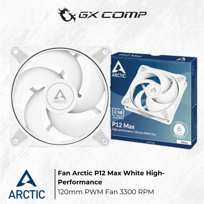 Jual Fan Arctic P12 Max White High-Performance | 120mm PWM Fan 3300 RPM ...